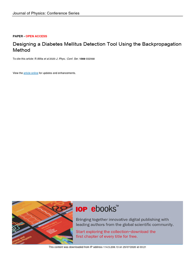 Designing A Diabetes Mellitus Detection Tool Using The Backpropagation ... Designing A Diabetes Mellitus Detection Tool Using The Backpropagation ...