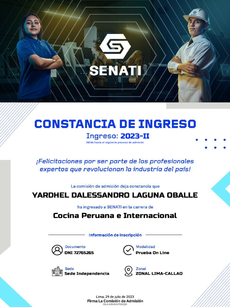 Constancia SENATI | PDF