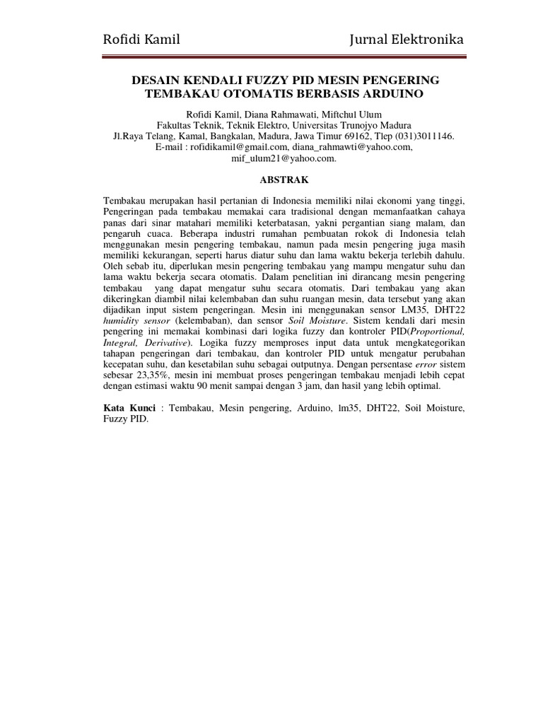 Jurnal Desain Kendali Fuzzy Pid Mesin Pengering Tembakau Otomatis