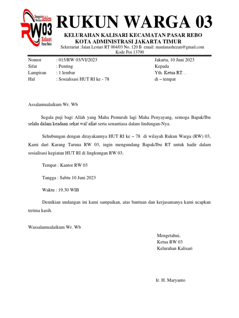 Surat Sosialisasi | PDF