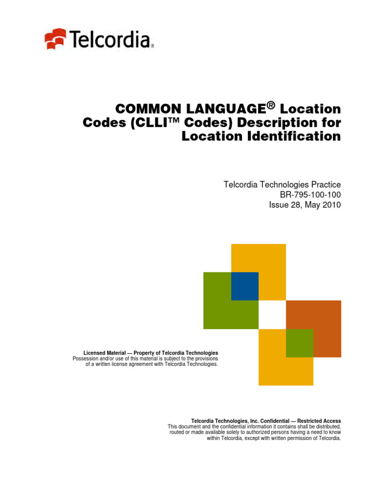 Common Language Location Codes (CLLI™ Codes) Description For Location ...