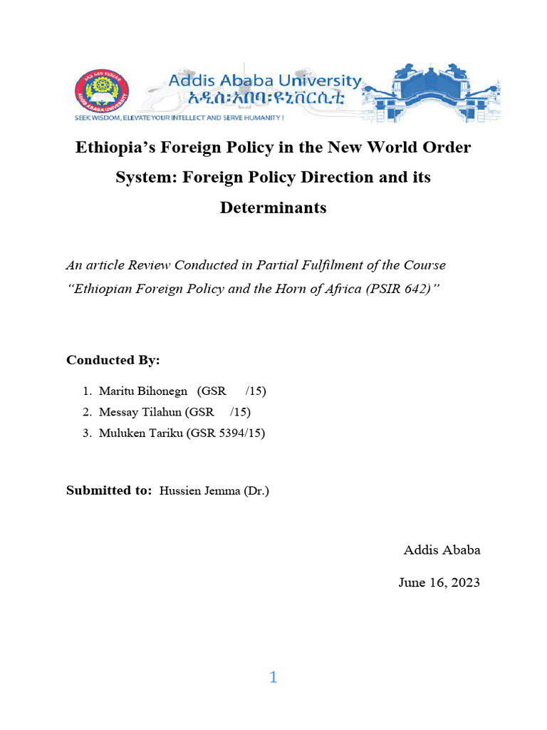 Ethiopian Foreign Policy | PDF | Ethiopia | Methodology