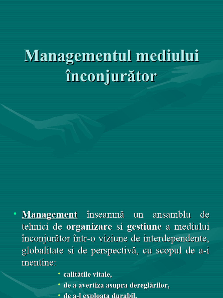 Managementul Mediului Inconjurator | PDF