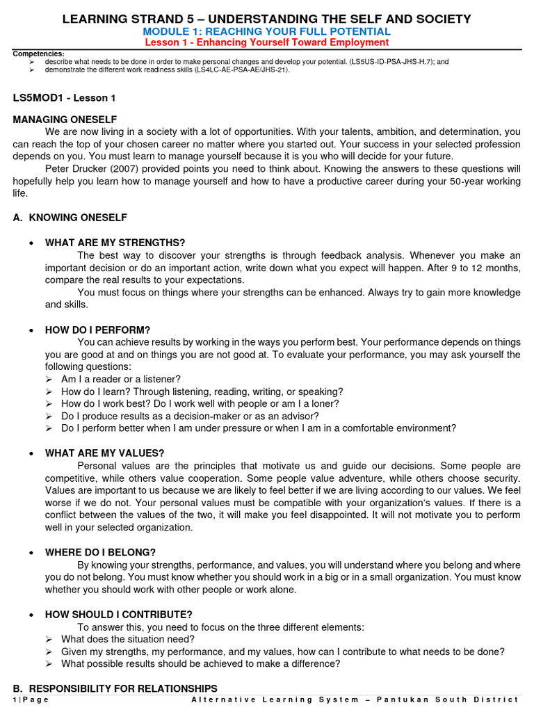 Ls5us - Mod1 - Lesson 1 | PDF | Behavioural Sciences | Cognitive Science