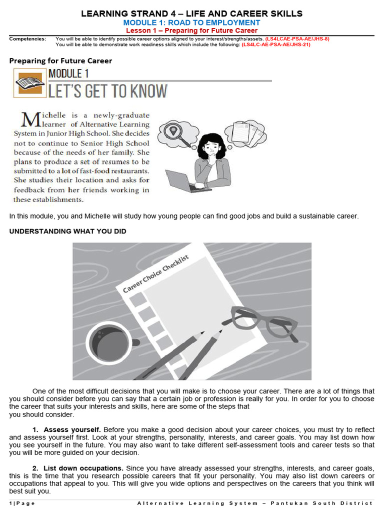 Ls4 Mod1 Lesson 1 Download Free Pdf Employment Goal