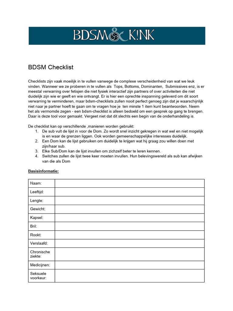 BDSM Checklist | PDF
