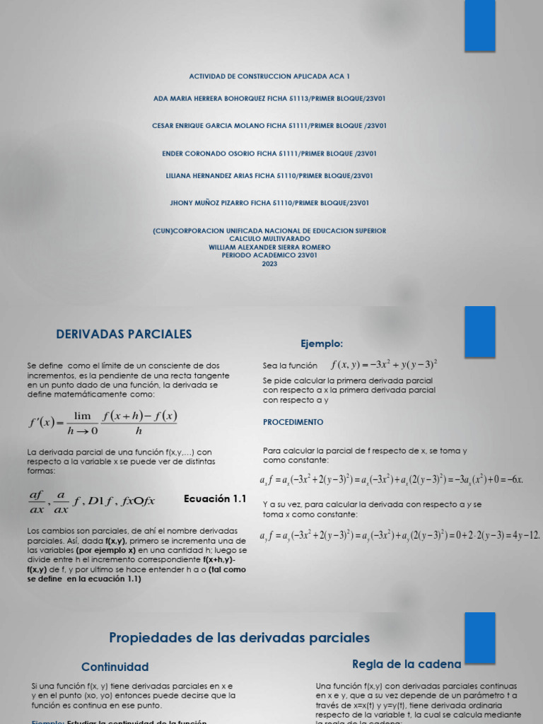 ENTREGABLE ACA 1 - DERIVADAS PARCIALES - Cesar Garcia | PDF | Ecuación ...