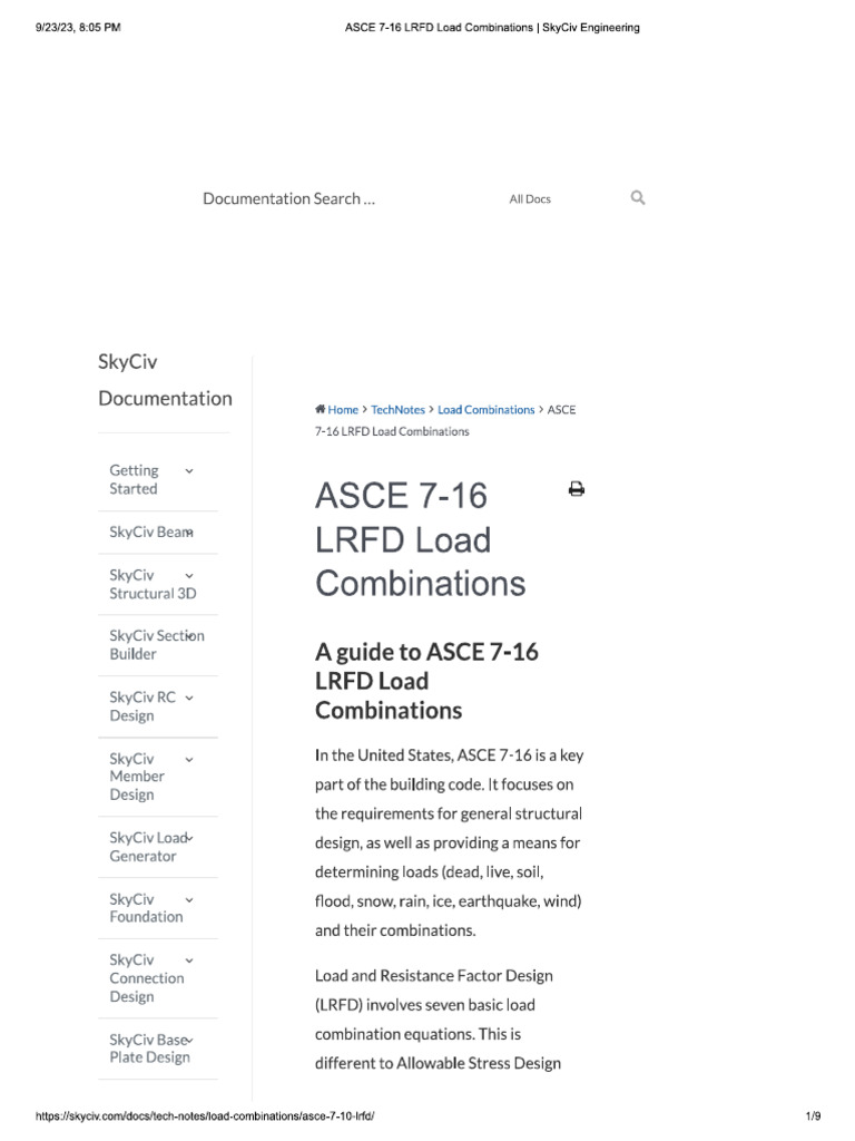 ASCE 7 Load Combinations | PDF