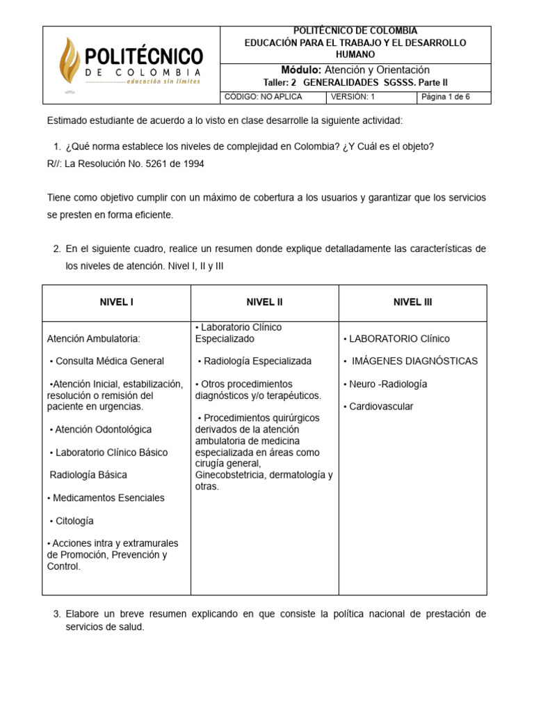 Taller 2 Generalidades Del Sgsss Juliana Castrillón 10 12 1 Pdf