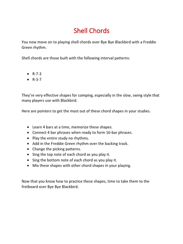 Shell Chords for Jazz Guitar Practice | PDF | Language Arts & Discipline