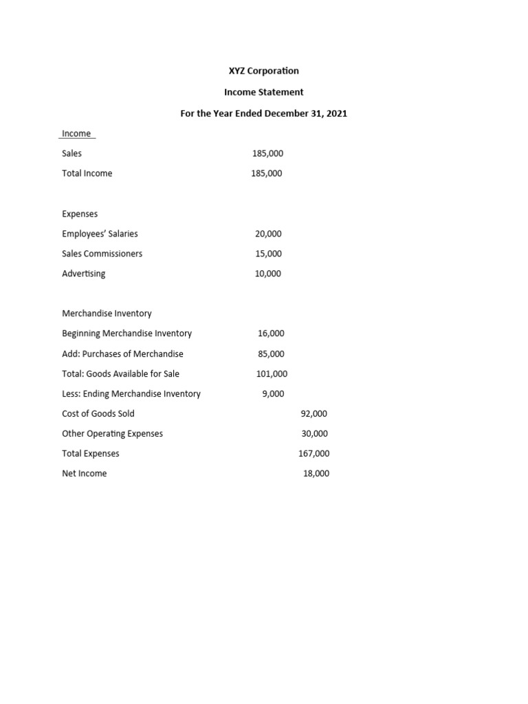 XYZ Corporation | PDF | Expense | Equity (Finance)