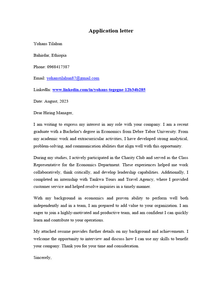Application Letter | PDF
