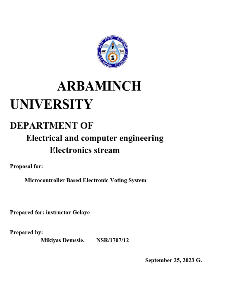 Research Proposal Mikiyas | PDF | Electronic Voting | Voting
