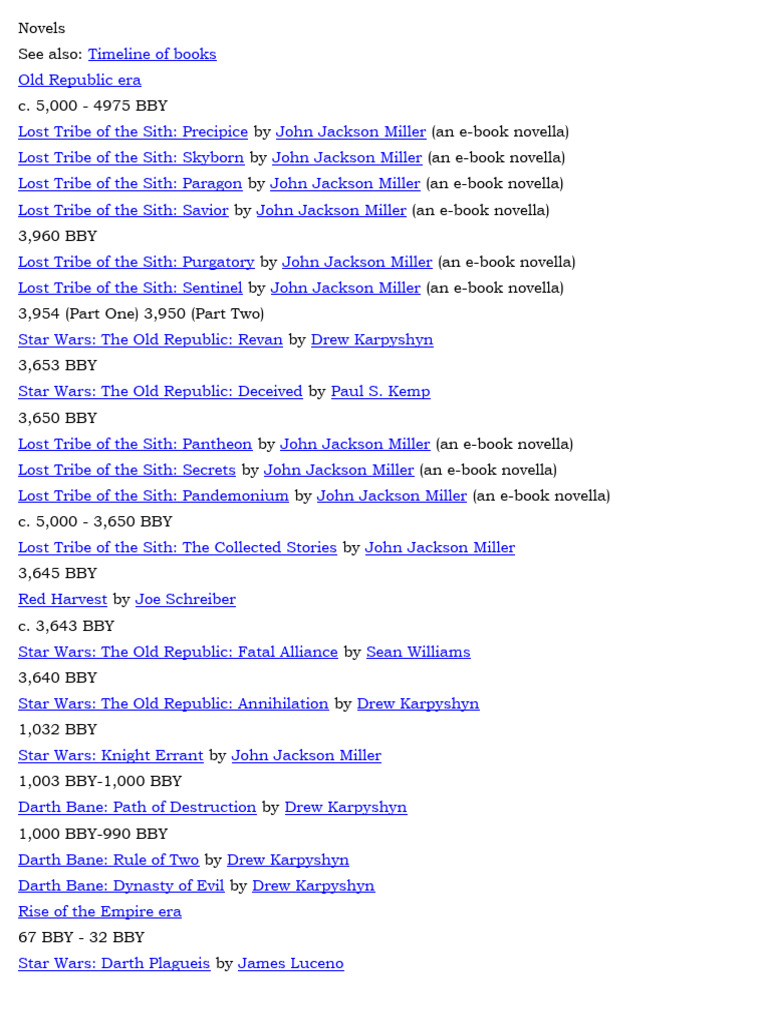 Novels Star Wars Complete List | PDF
