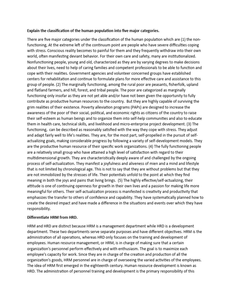 Explain The Classification of The Human Population Into Five Major ...
