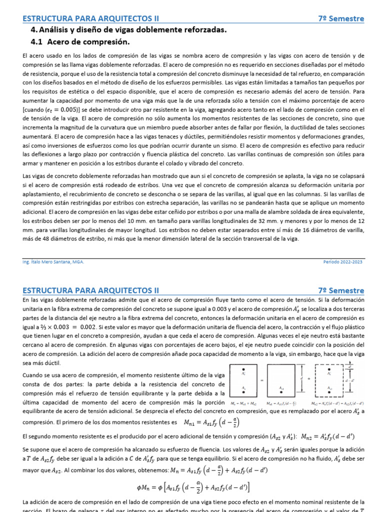 Vigas Doblemente Armadas | PDF | Viga (Estructura) | Hormigón