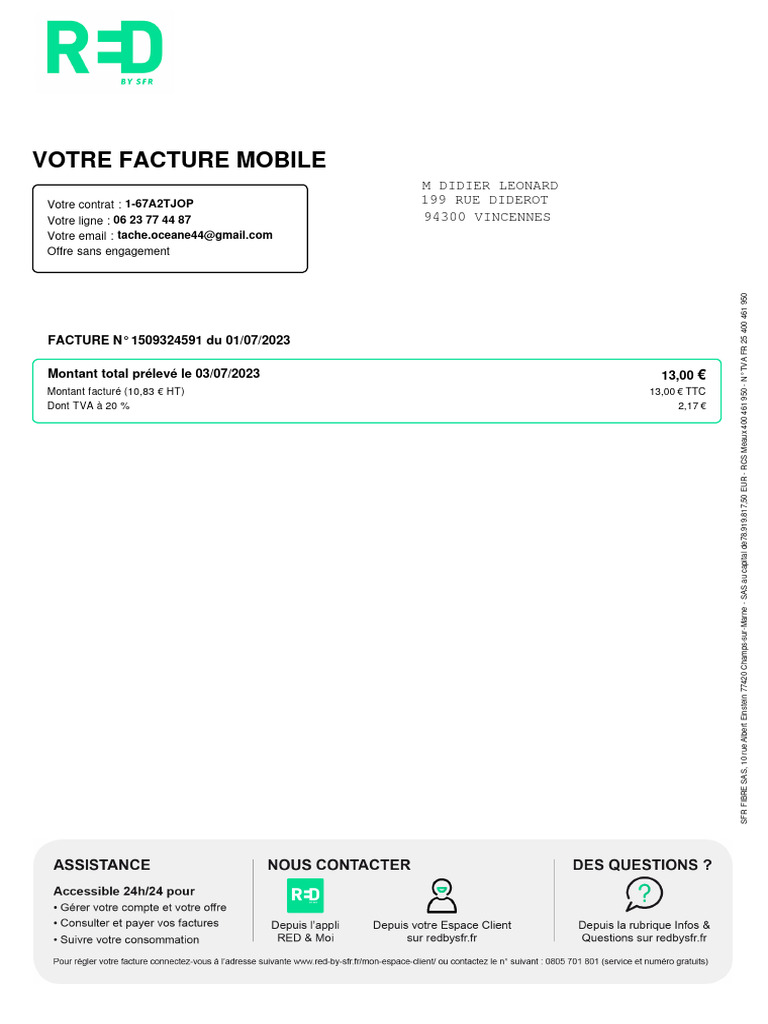 Facture Red SFR Didier | PDF
