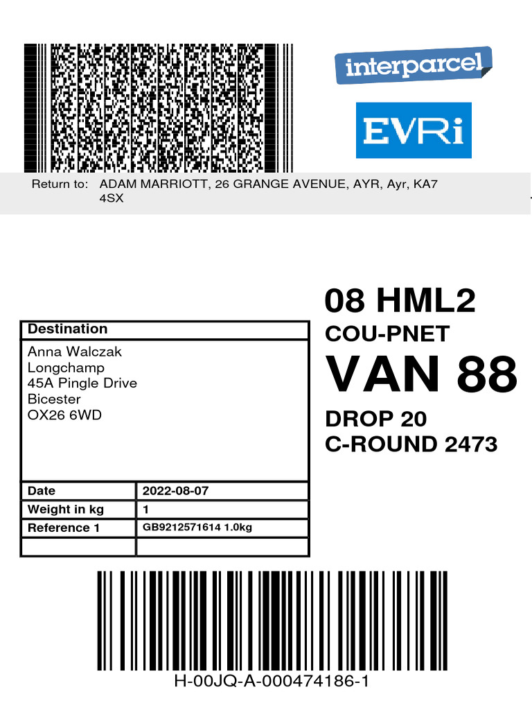 Shipping Label for Parcel Delivery | PDF