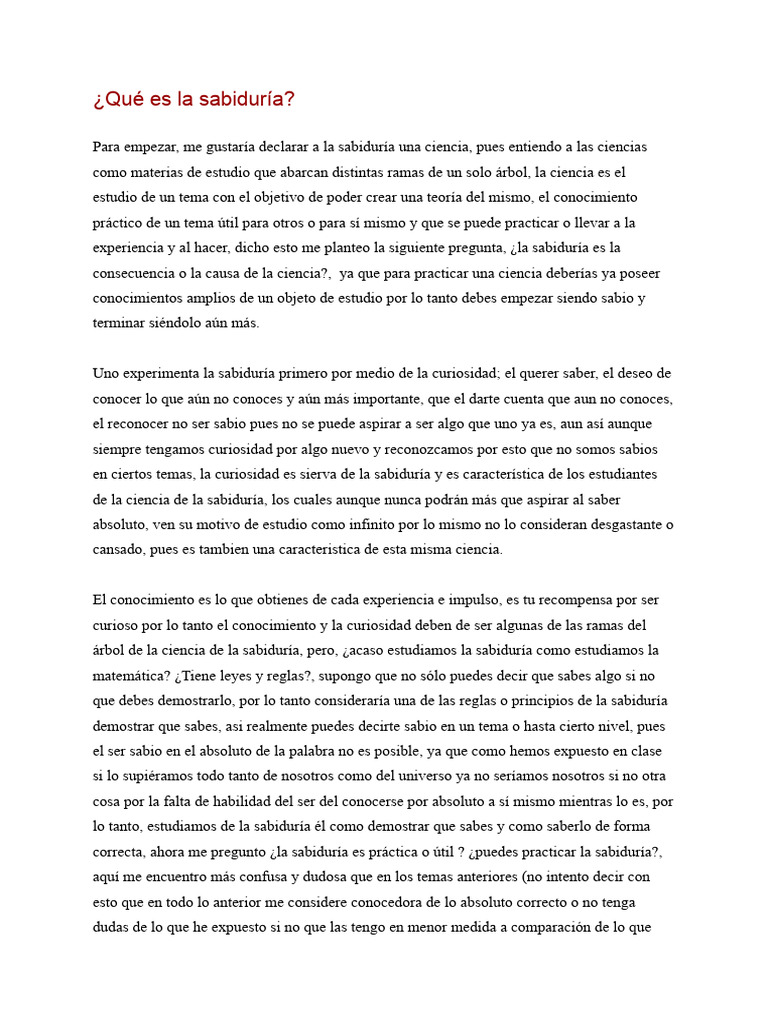 ¿Qué Es La Sabiduria | PDF | Sabiduría | Verdad