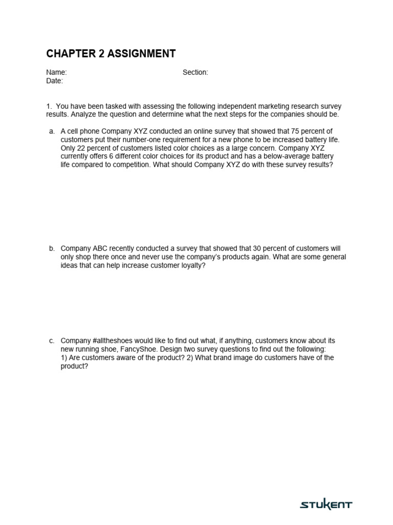 Chapter 2 Assignment | PDF