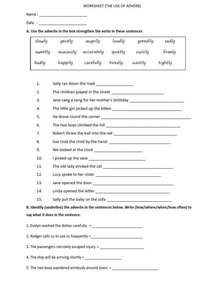 Worksheet Adverbs | PDF