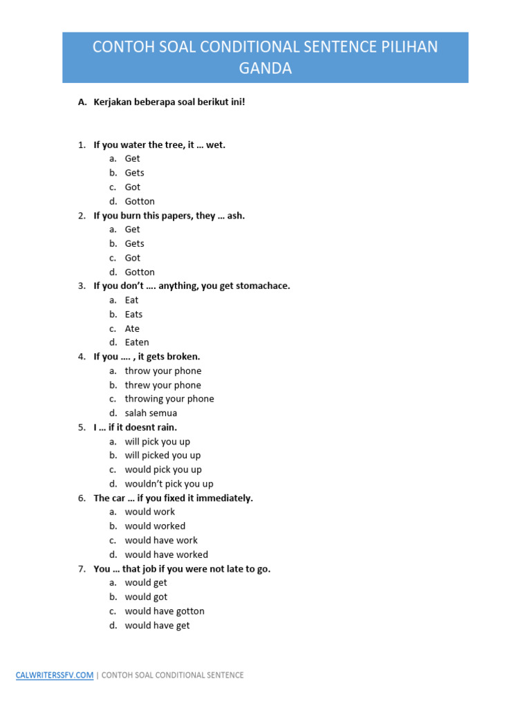 Conditional Sentence Pilihan Ganda | PDF | Syntax | Semantic Units