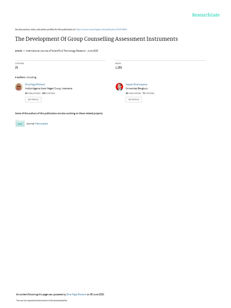 IJSTR2019 The Development of Group Counselling Assessment Instruments ...