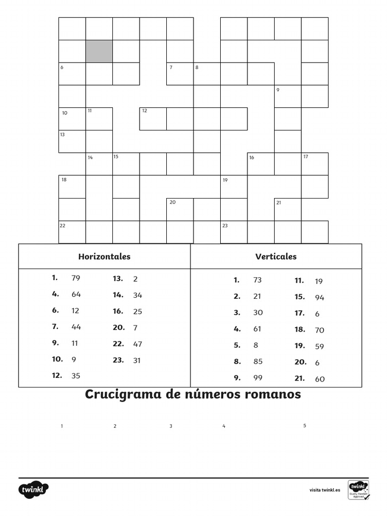 Ficha de Actividad Crucigrama de Numeros Romanos | PDF
