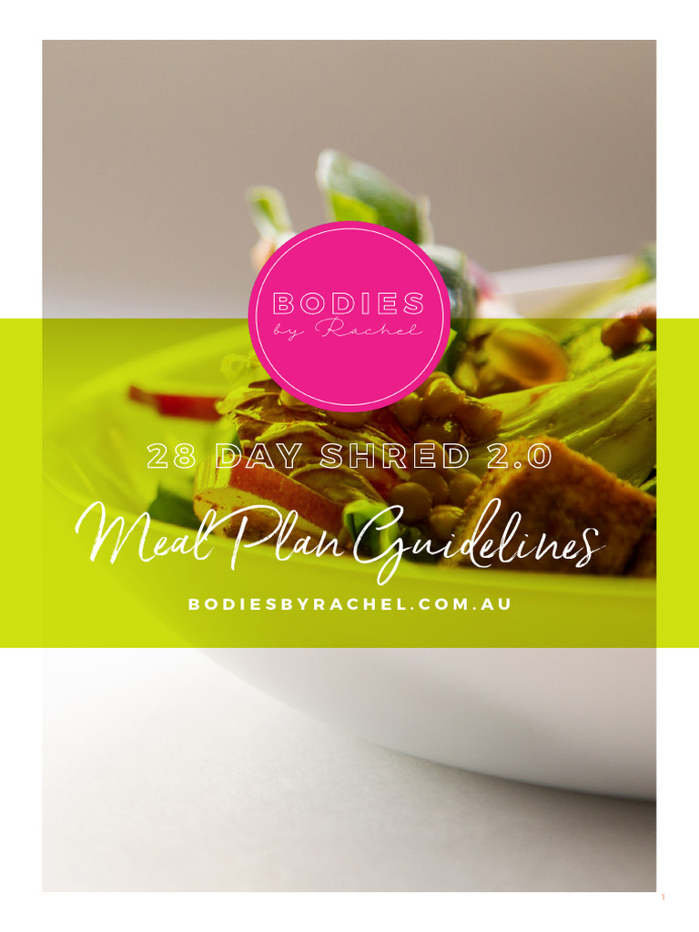 28 Day Shred 2.0 Meal Plan Guidelines | PDF | Carbohydrates | Dietary ...