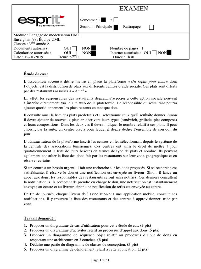 Examen UML 2019 | PDF Examen UML 2019 | PDF