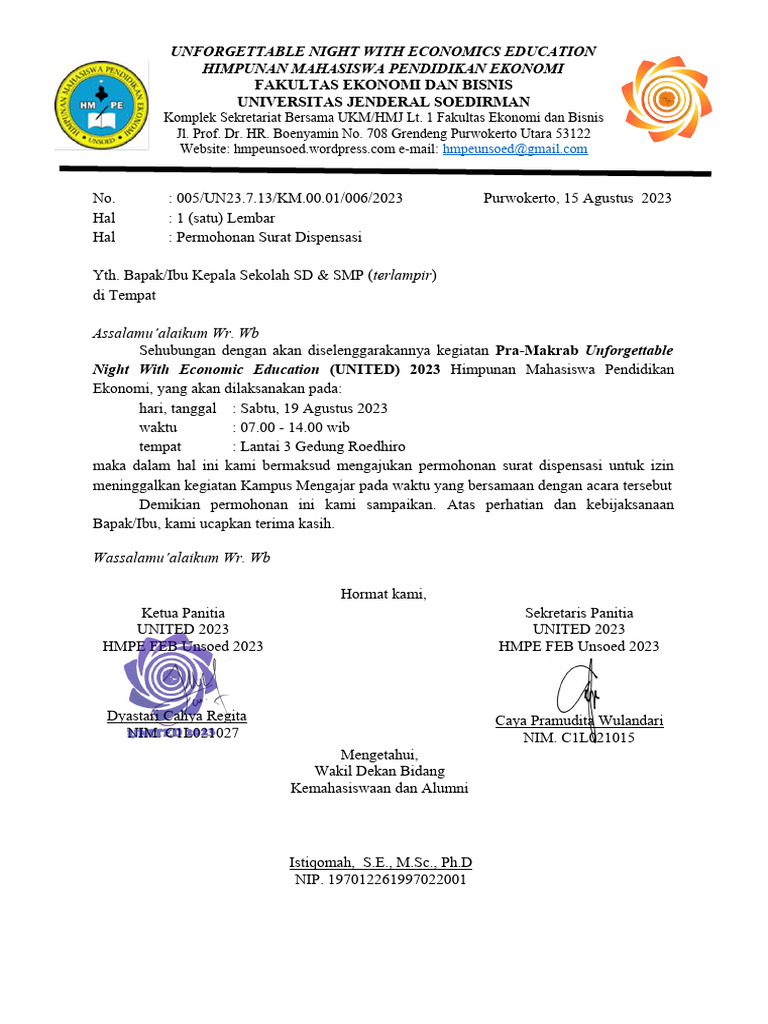 005 Permohonan Dispensasi | PDF