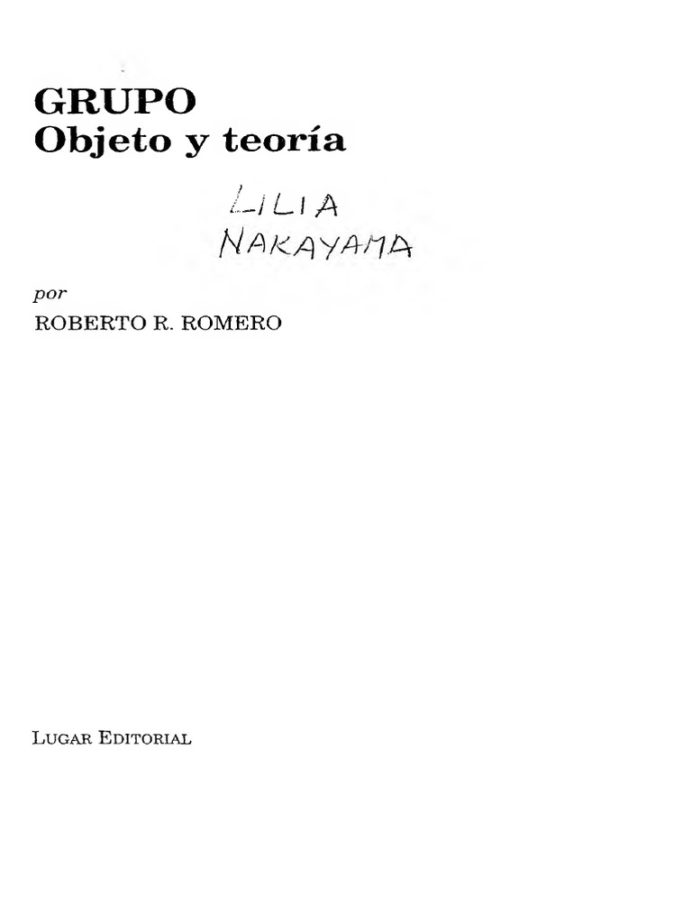 Romero - 2004 - Grupo, Objeto y Teoría I | Descargar gratis PDF ...