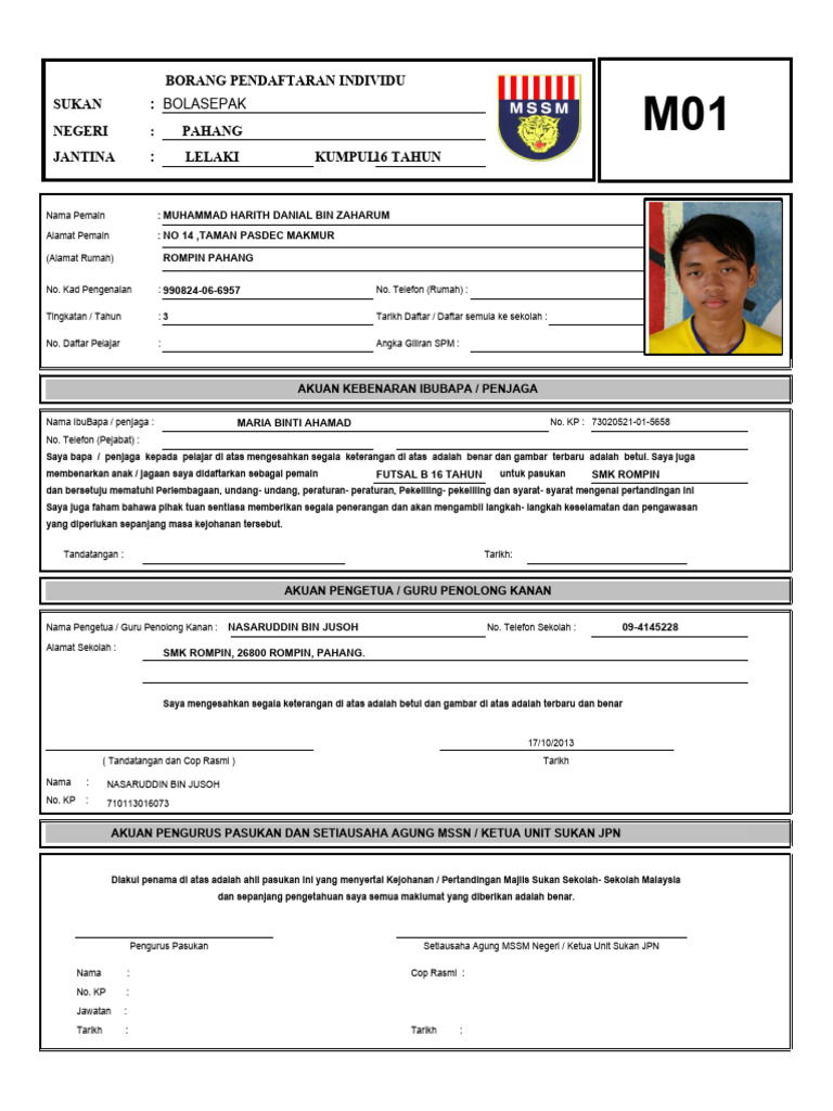 Dokumen - Tips Borang MSSP m01m01r01r02mr03 Baru | PDF