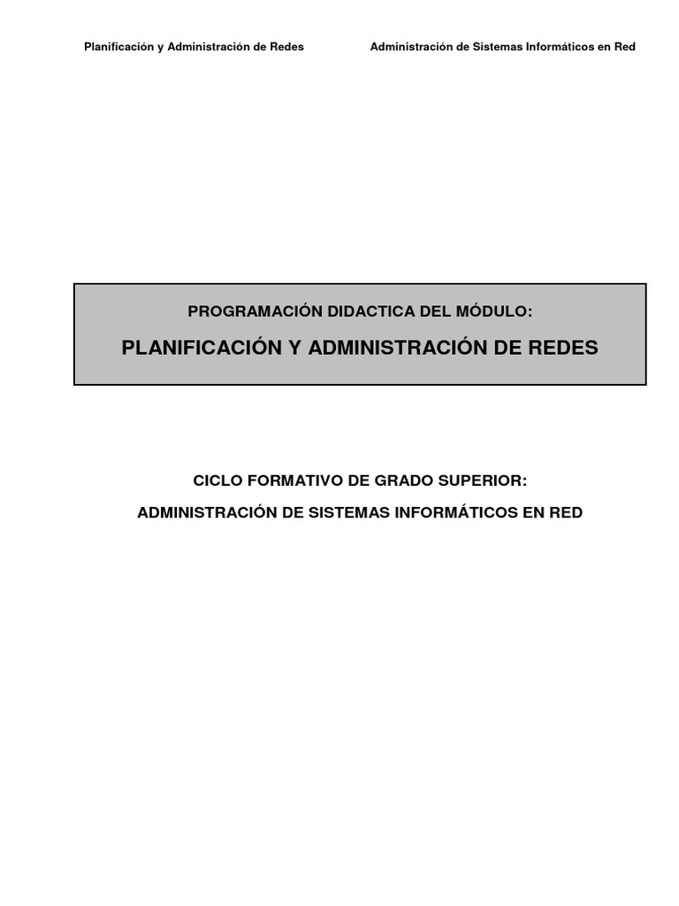 Planificacion y Administracion de Redes | PDF