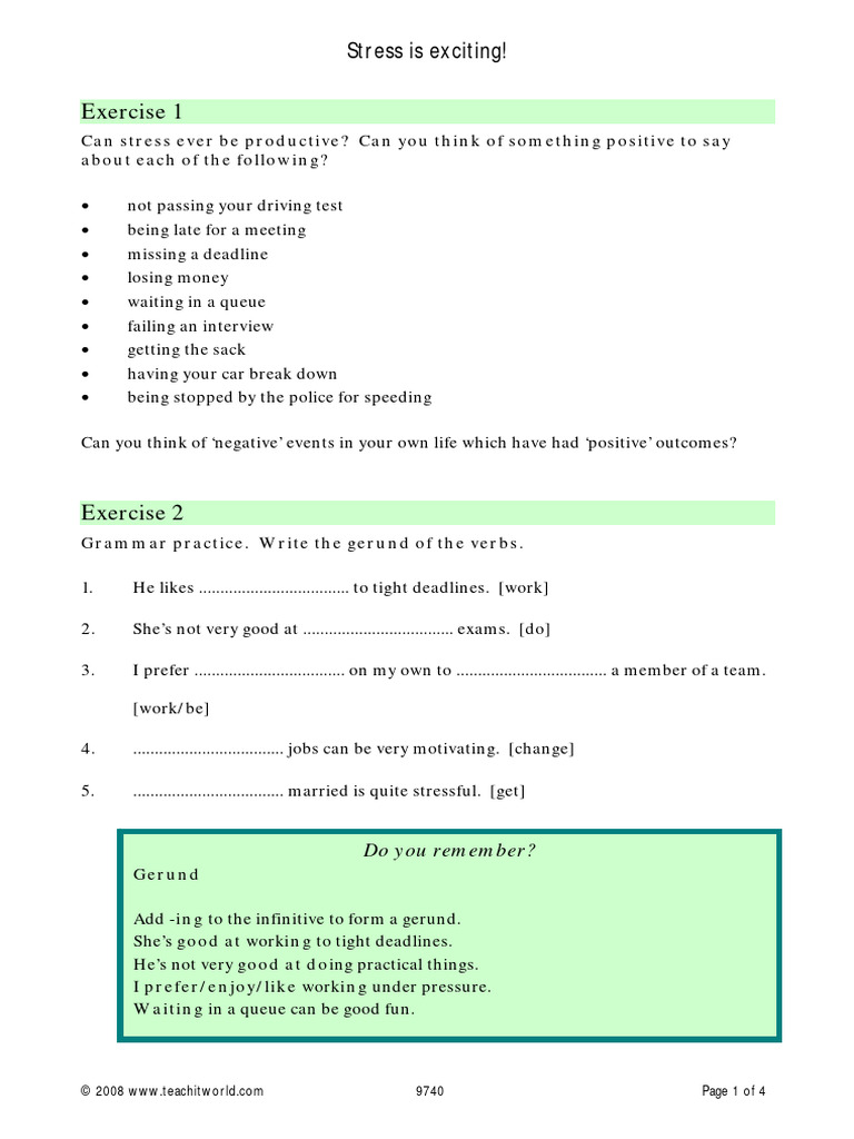 Stress Is Exciting! Exercise 1 | PDF | Stress (Biology) | Cognitive Science