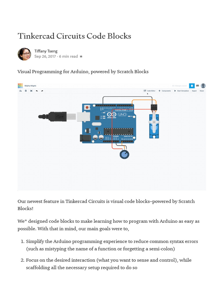 Tinkercad Circuits Code Blocks - Tiffany Tseng | PDF | Art | Computers