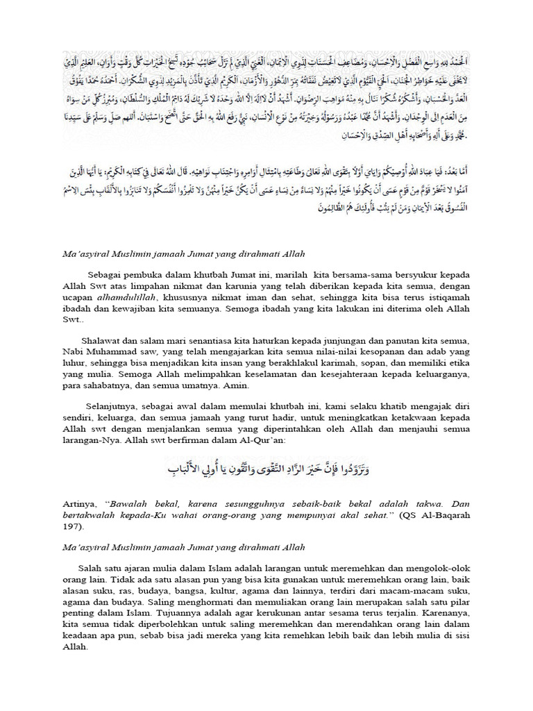 Khutbah Jumat Minggu Ini | PDF