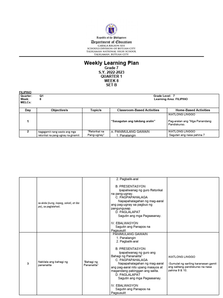 WLP - Week 8 Q1 | PDF