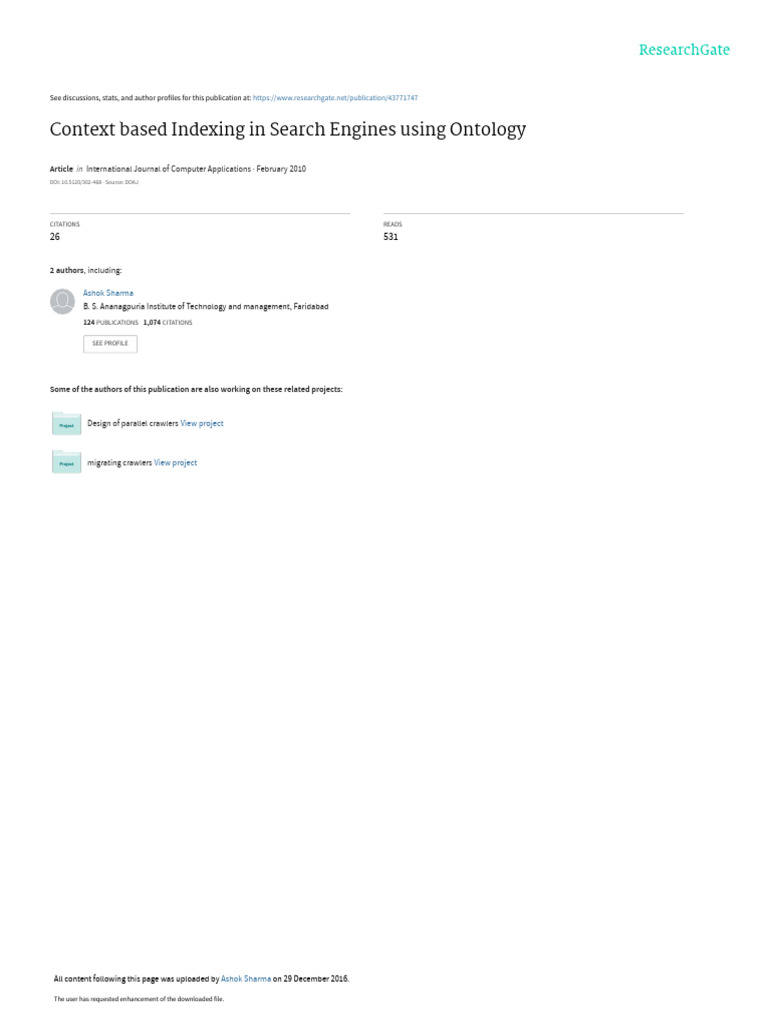 Context Based Indexing in Search Engines Using Ont | PDF | Search ...