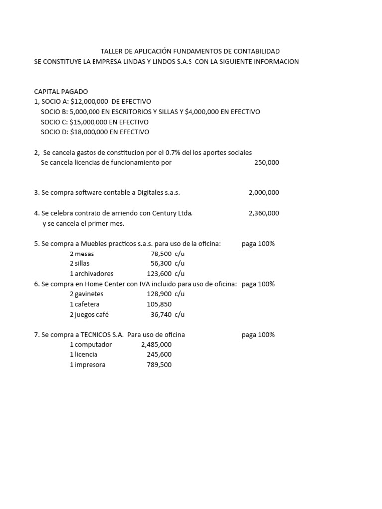 Taller Ejercicios | PDF