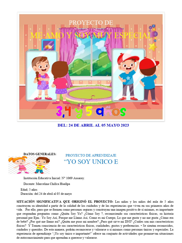 Proyecto Yo Soy Unico Abril | PDF | Las emociones | Dibujo
