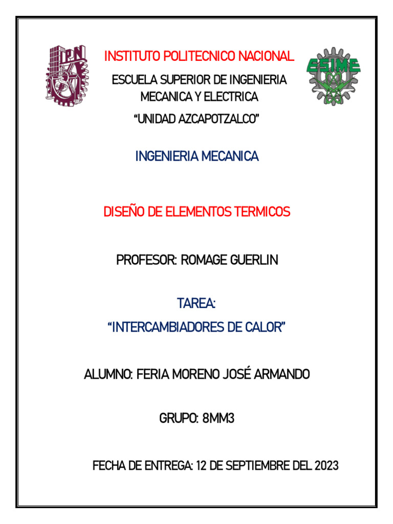 Diseño de Elementos Termicos | PDF | Intercambiador de calor | Calor