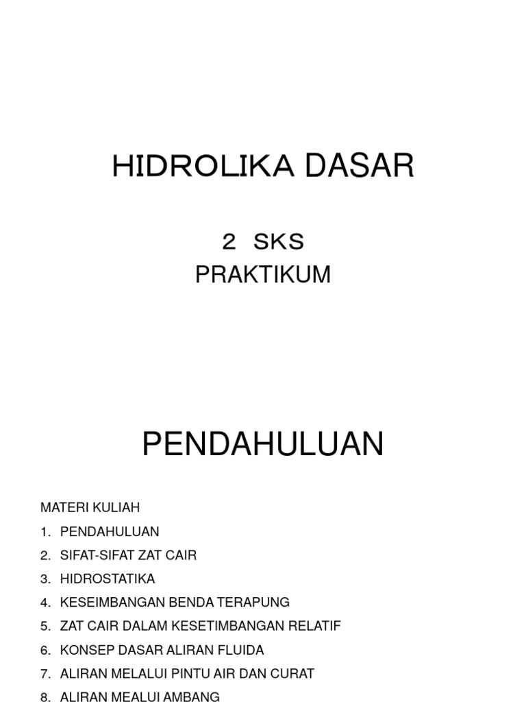 Hidrolika Dasar | PDF