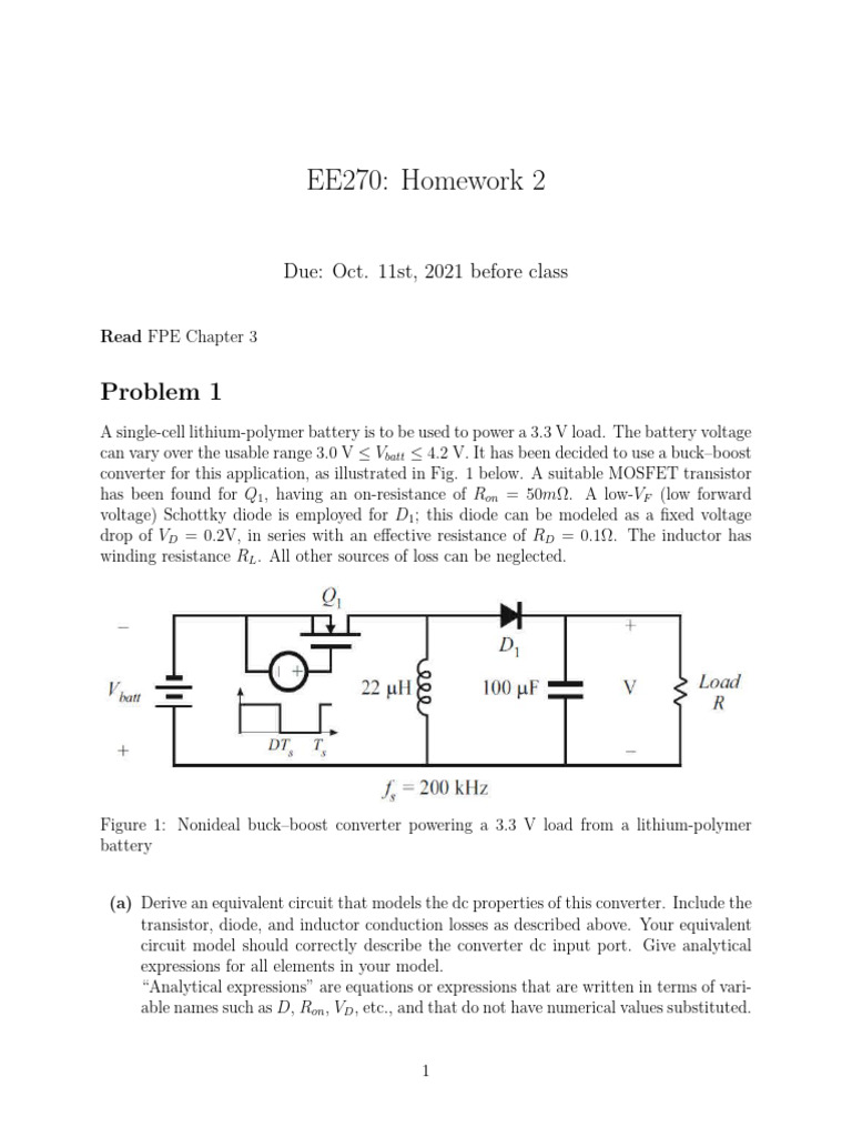 Ee270 HW2 | PDF | Electrical Network | Inductor