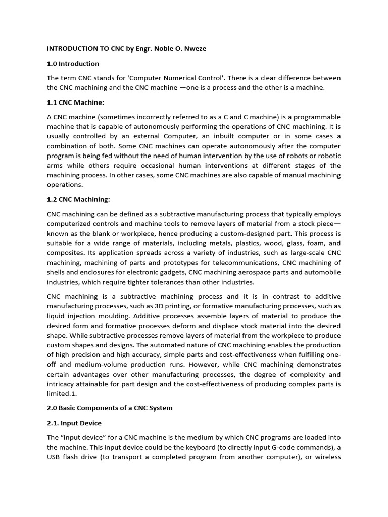 Introduction To CNC | PDF