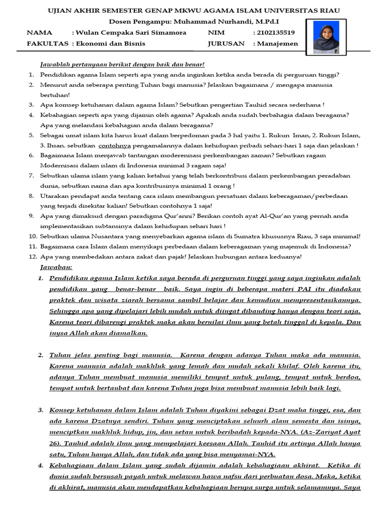 UAS PAI - Wulan Cempaka Sari Simamora - 2102135519 | PDF