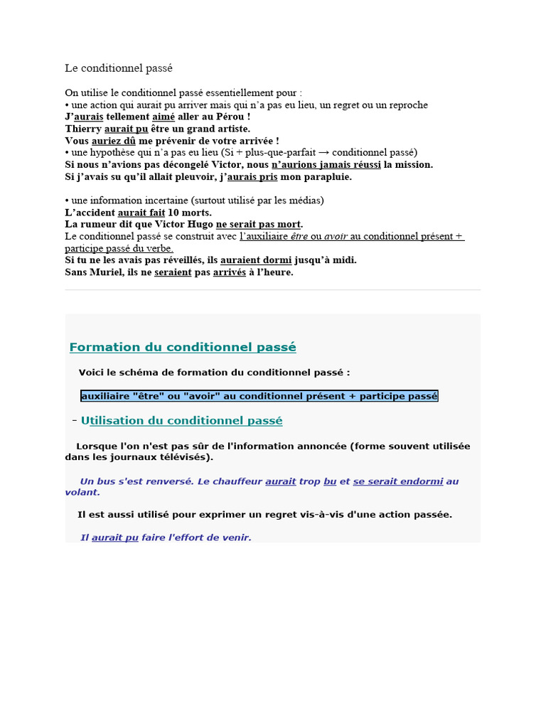 Conditionnel Passé 1 | PDF