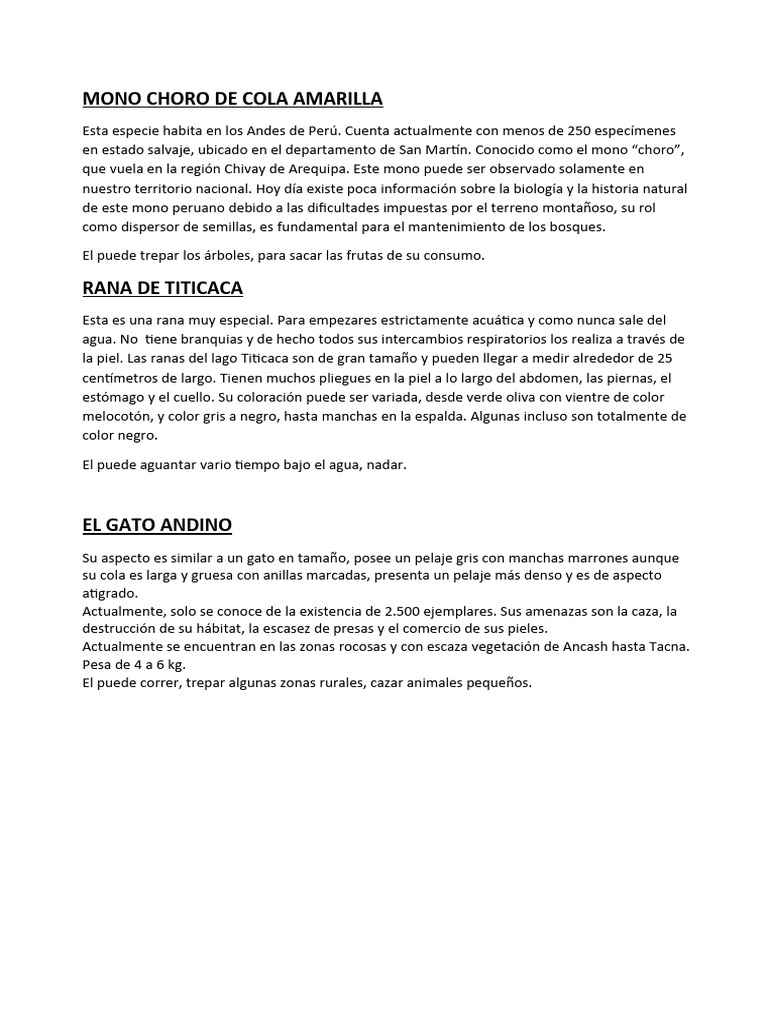 Animales En Peligro De Extincion Ingles Pdf