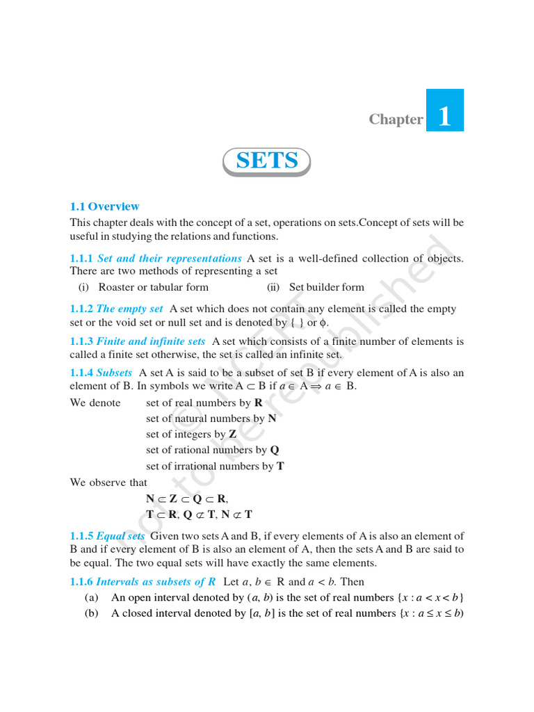 1.1 Overview: 1.1.1 Set and Their Represent Ations | PDF | Set ...
