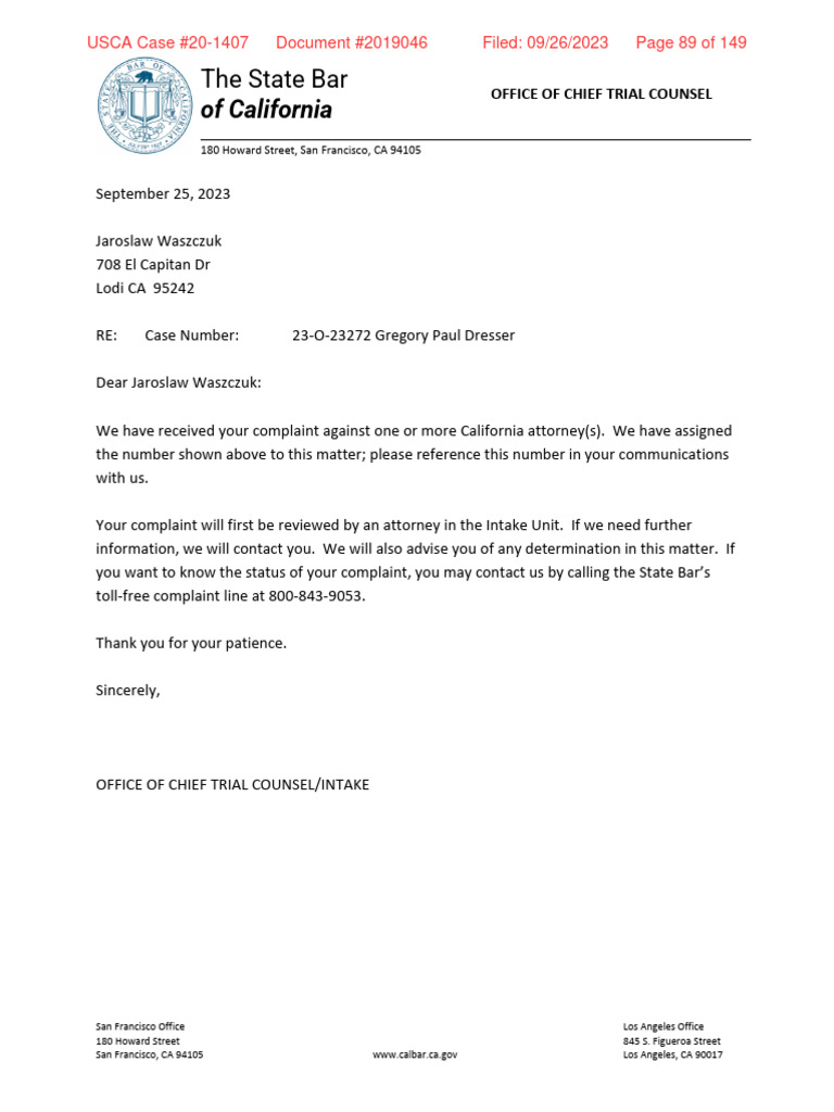 09-25-2023-State Bar Complaint Against California Director of Commision ...